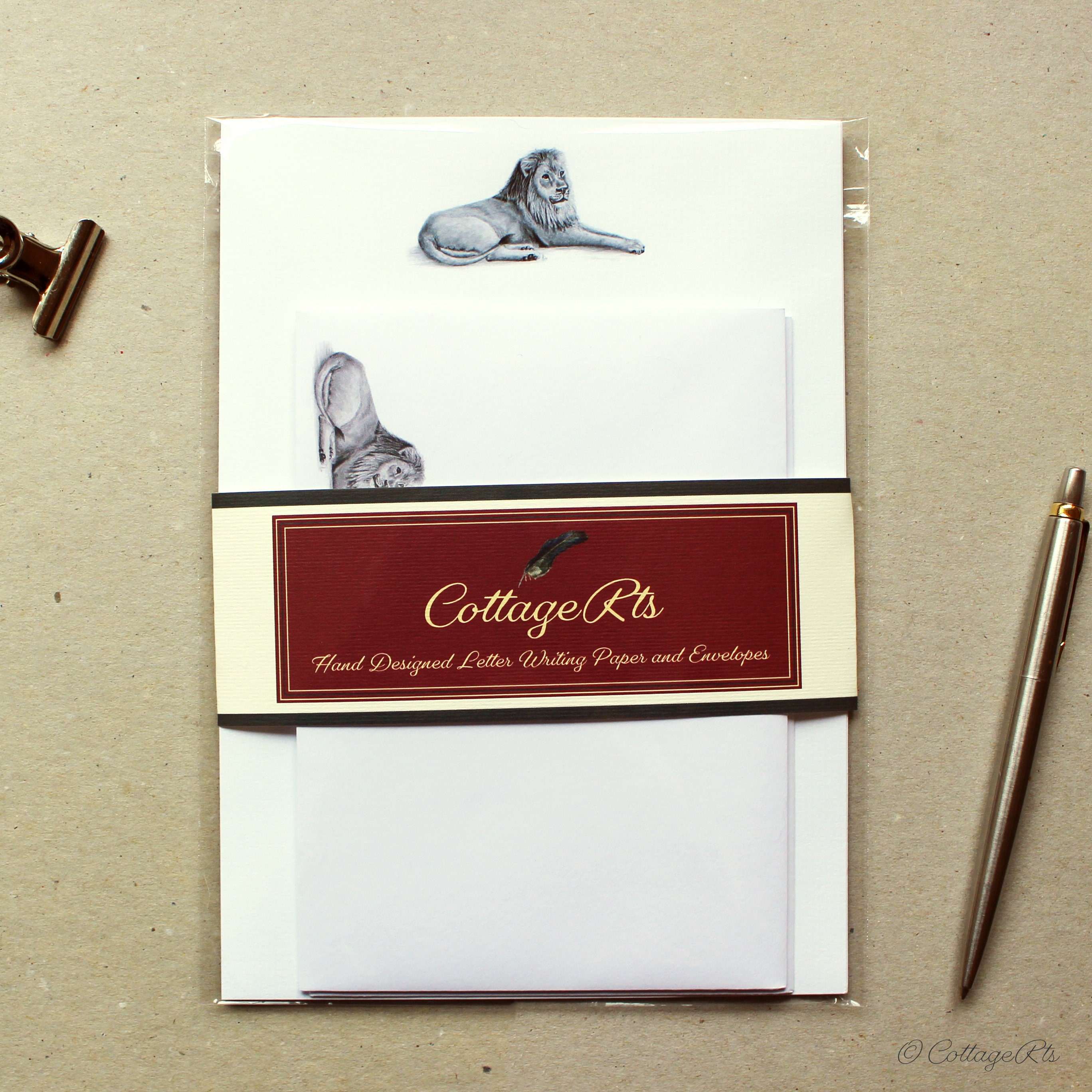 Lion Letter Writing Paper Letter Writing Set Lion Drawing | Etsy