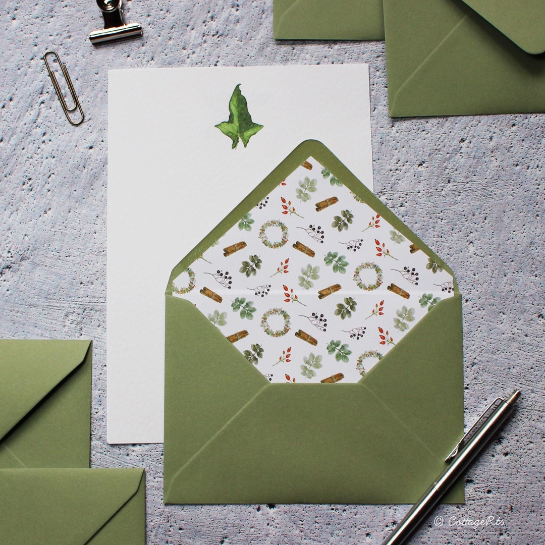 Watercolour Ivy Letter Writing Paper and Envelopes - Designed by ...