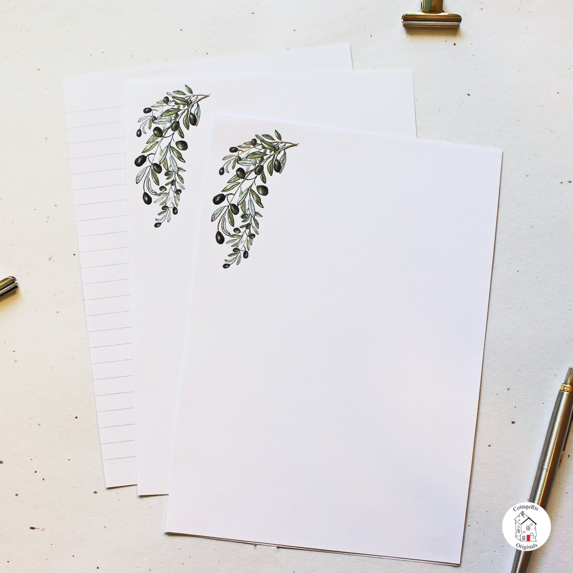 Olive Branch Mediterranean Letter Writing Paper - Letter Writing Set ...