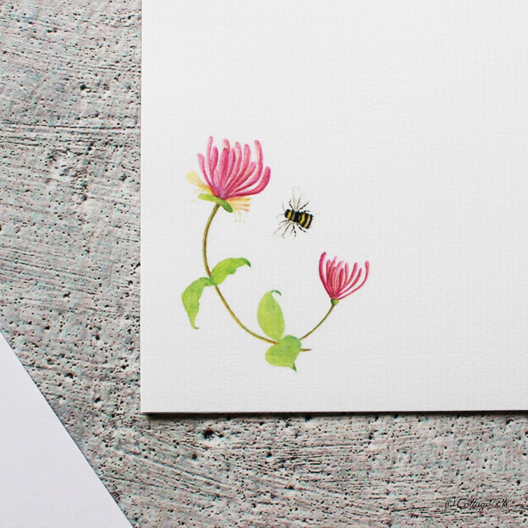 Honeysuckle and Bumble Bee Letter Writing Paper - Letter Writing Set ...