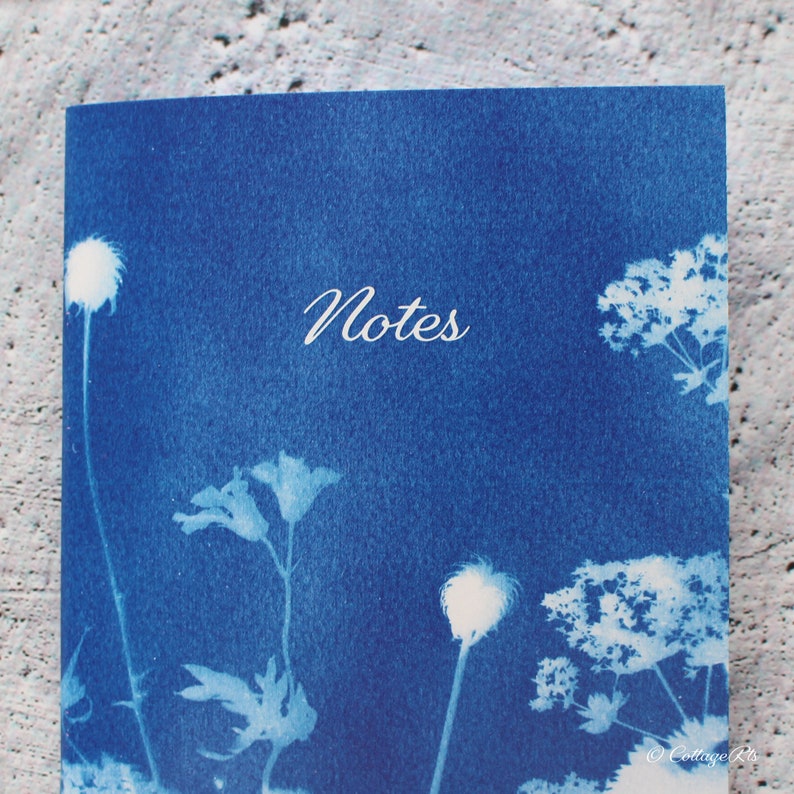 Floral A6 Notebook - Cyanotype Garden Print - Nature Print - Lined ...