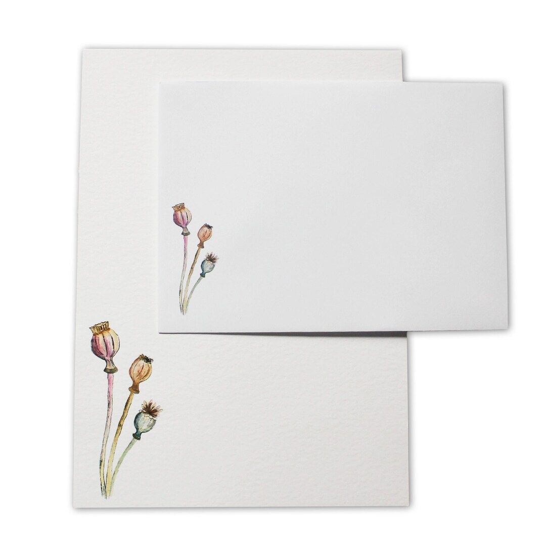 Poppy Seed Head Letter Writing Paper and Envelope Set Designed by ...