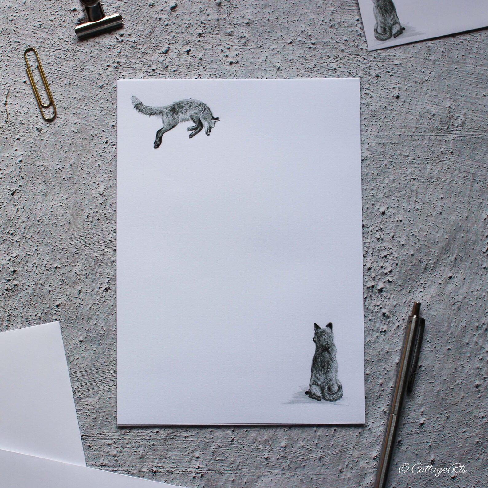 Fox Letter Writing Paper and Envelope Pack Designed by | Etsy