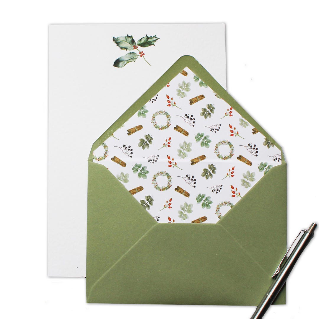 Holly Letter Writing Paper and Envelope Set | Christmas Writing Set ...