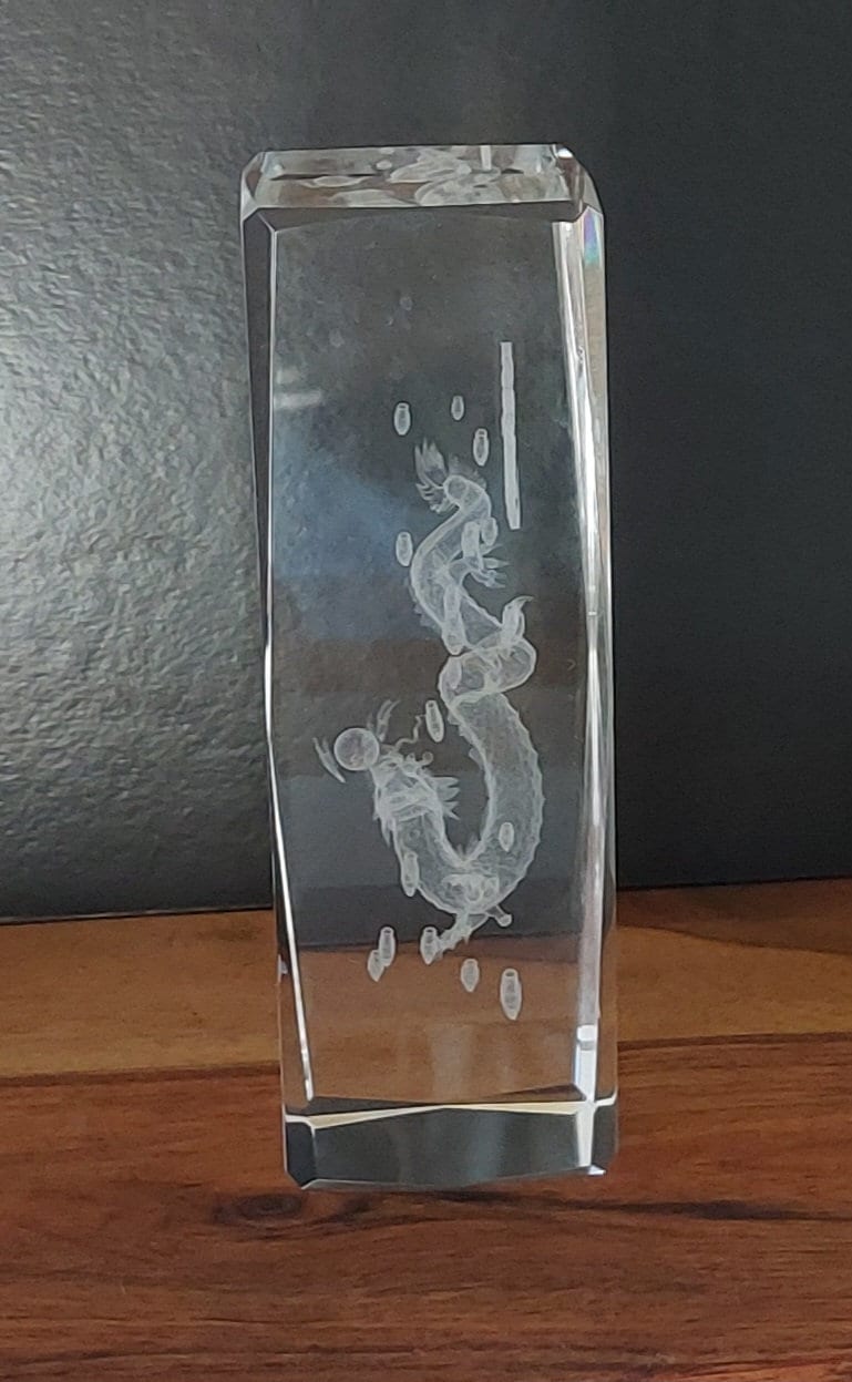 Laser Etched Paperweight Dragon Mythical Crystal Holographic 3D Gothic ...