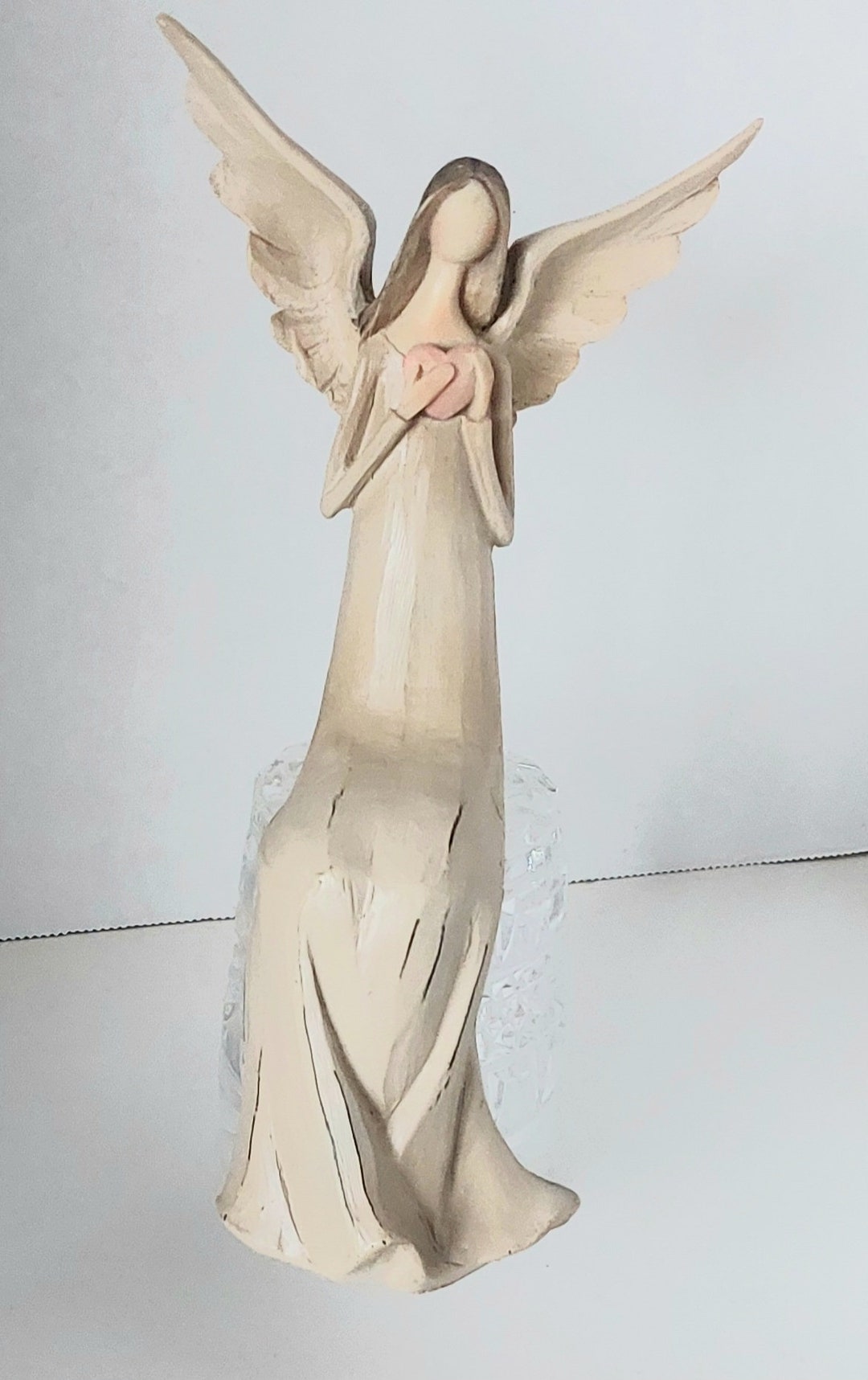 Vintage Resin Heart Angel - Etsy