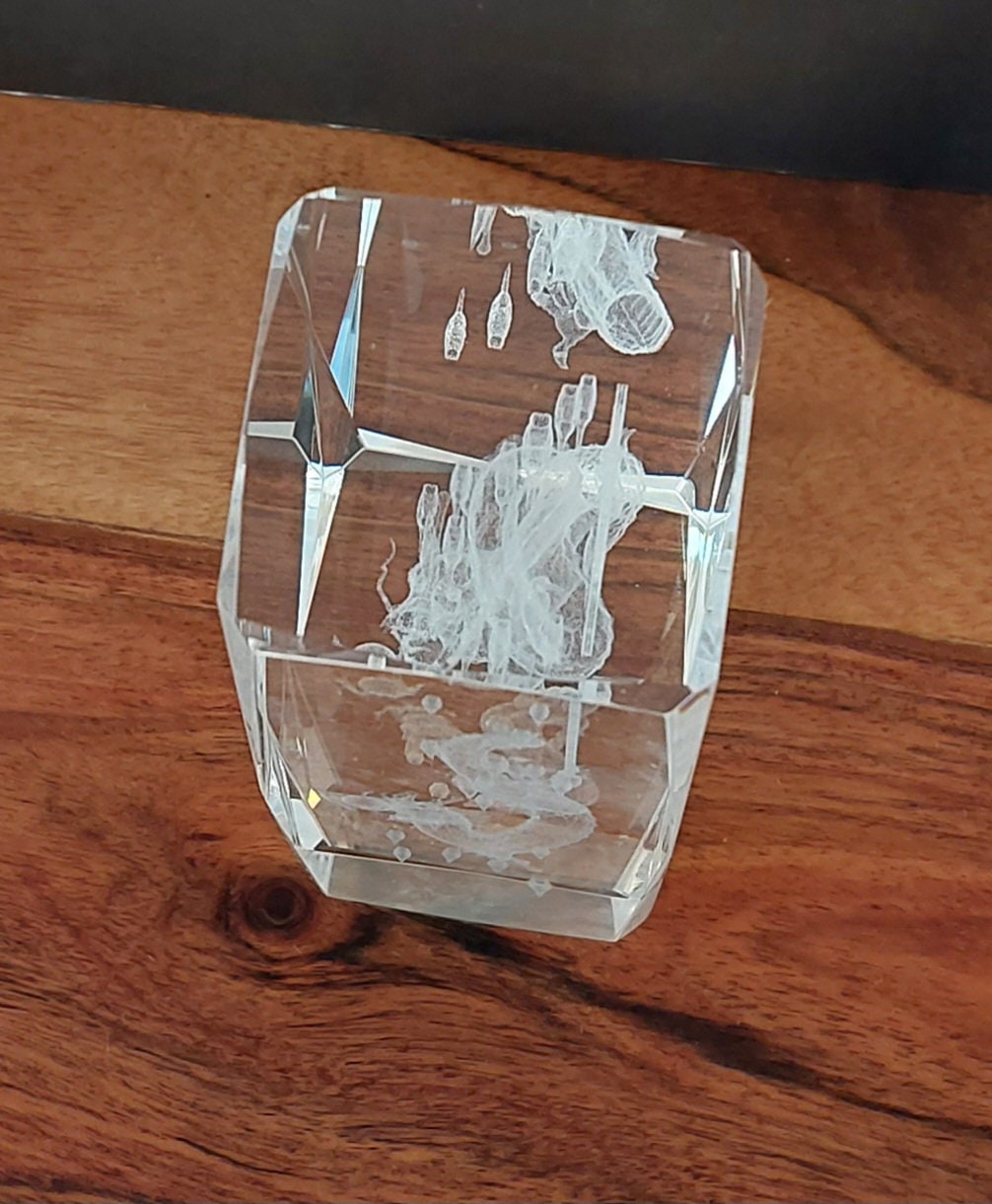 Laser Etched Paperweight Dragon Mythical Crystal Holographic 3D Gothic ...
