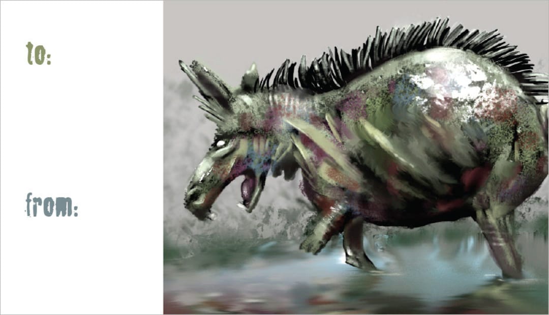 Crazed Zombie Donkey, Green Texture, Digital Abstract Painting, Weird ...