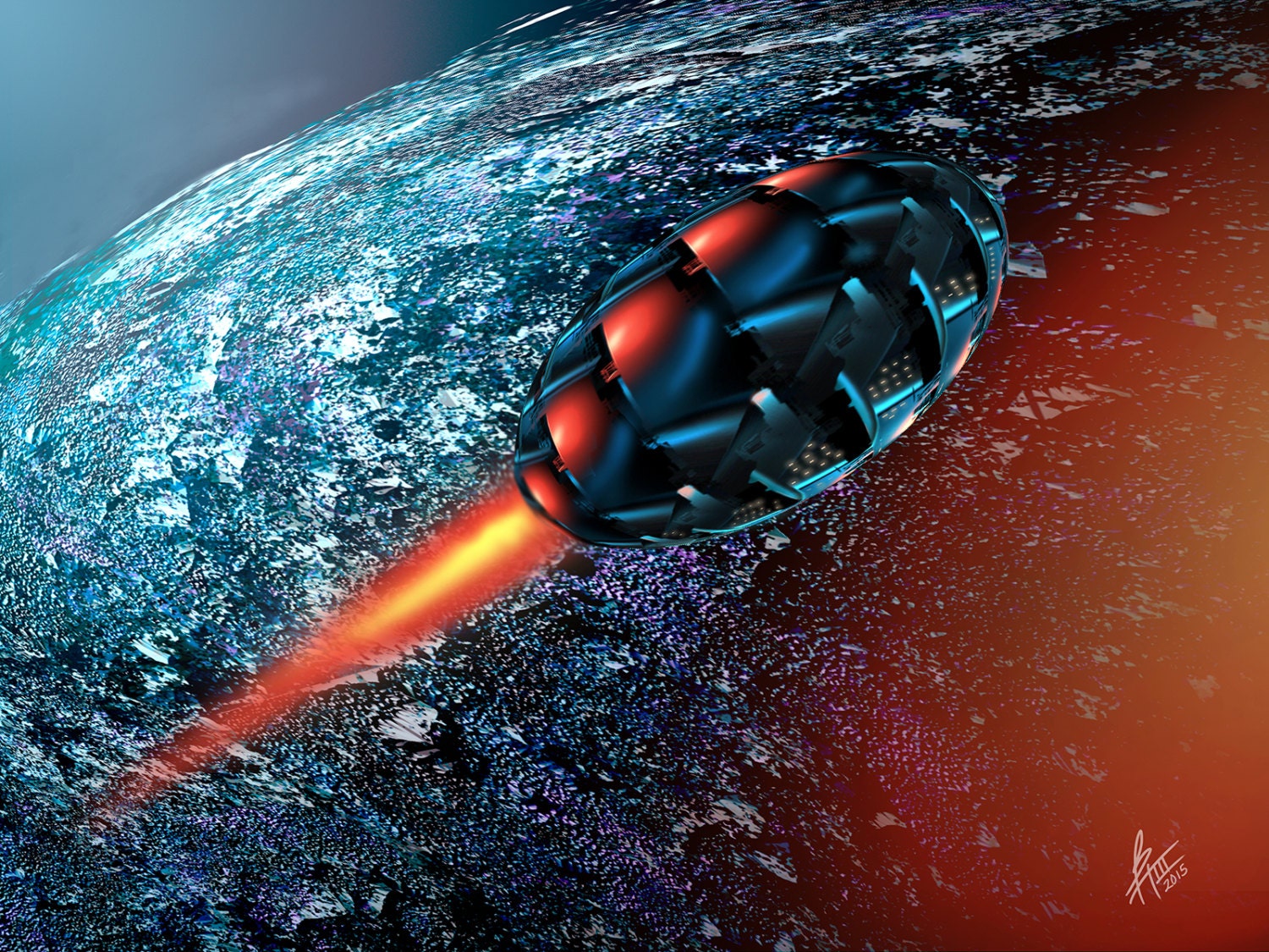 Metallic Space Alien Transport Fine Art Print Futuristic - Etsy