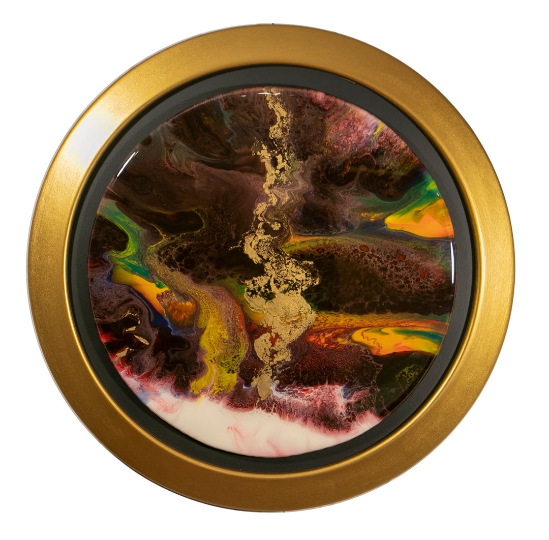 Mystical Psychedelic Resin Art With White, Gold, Maroon Colors in a ...