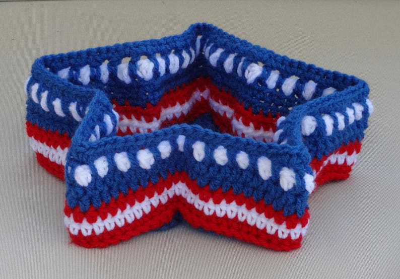 Star Shaped Basket Crochet Pattern Red, White & Blue - Etsy
