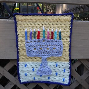 Silver Hanukkah Menorah Wall Art Crochet Pattern - Etsy