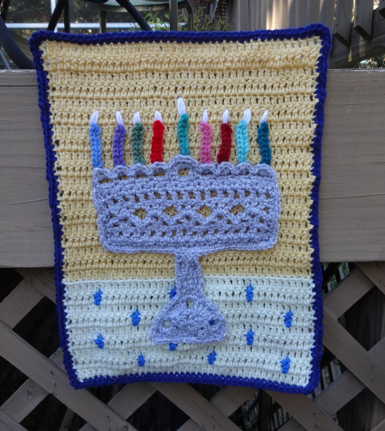 Silver Hanukkah Menorah Wall Art Crochet Pattern - Etsy