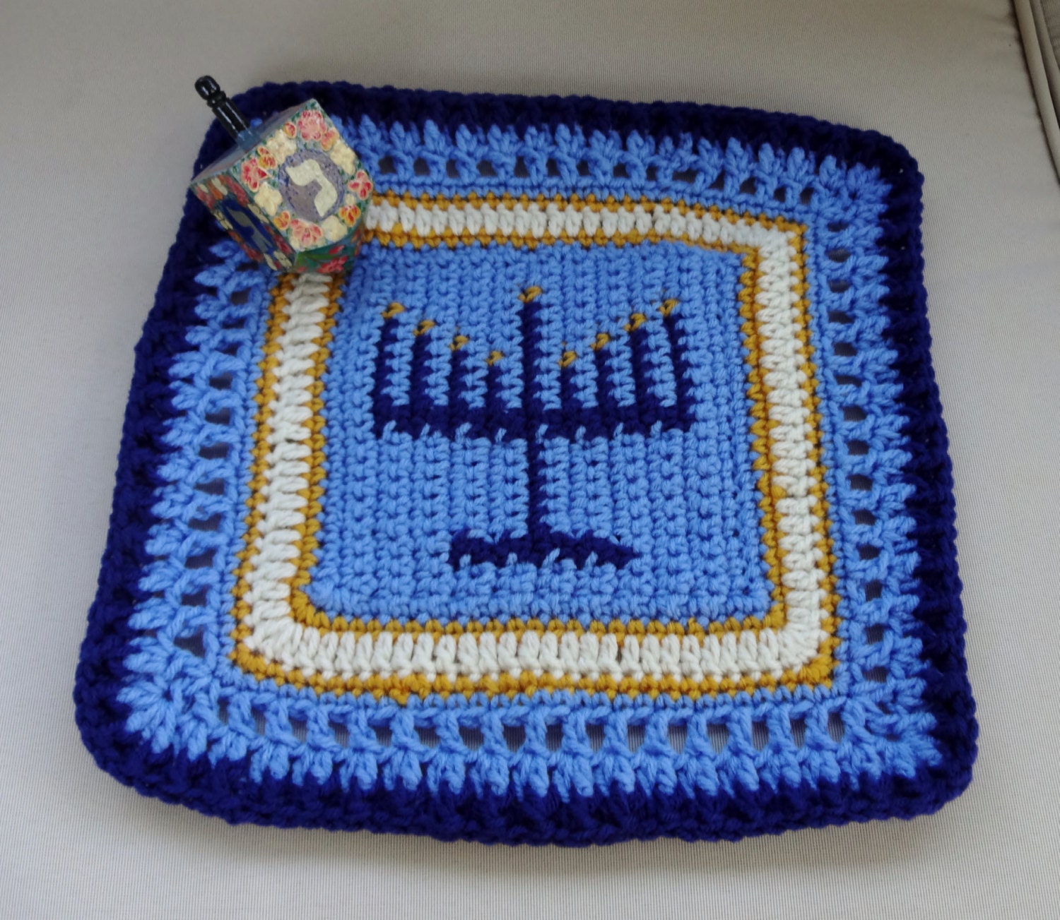Hanukkah Menorah Placemat Crochet Pattern - Etsy