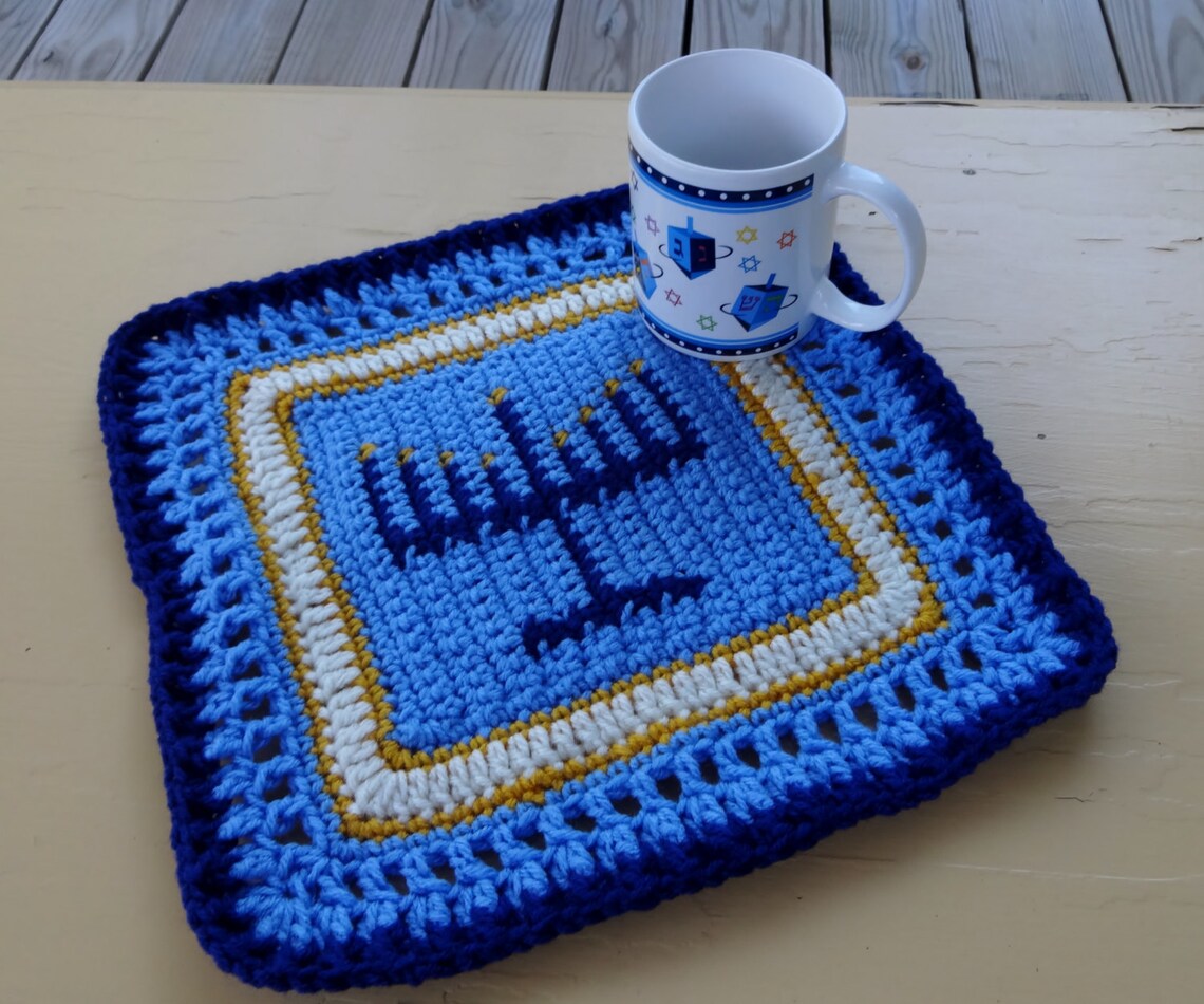 Hanukkah Menorah Placemat Crochet Pattern - Etsy
