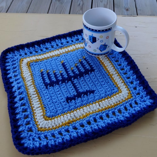 Hanukkah Menorah Placemat Crochet Pattern - Etsy