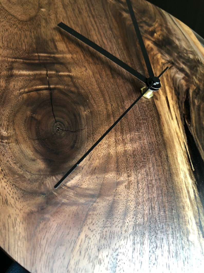 Walnut and Resin Clock Wood Clock Wood and Resin Clock - Etsy