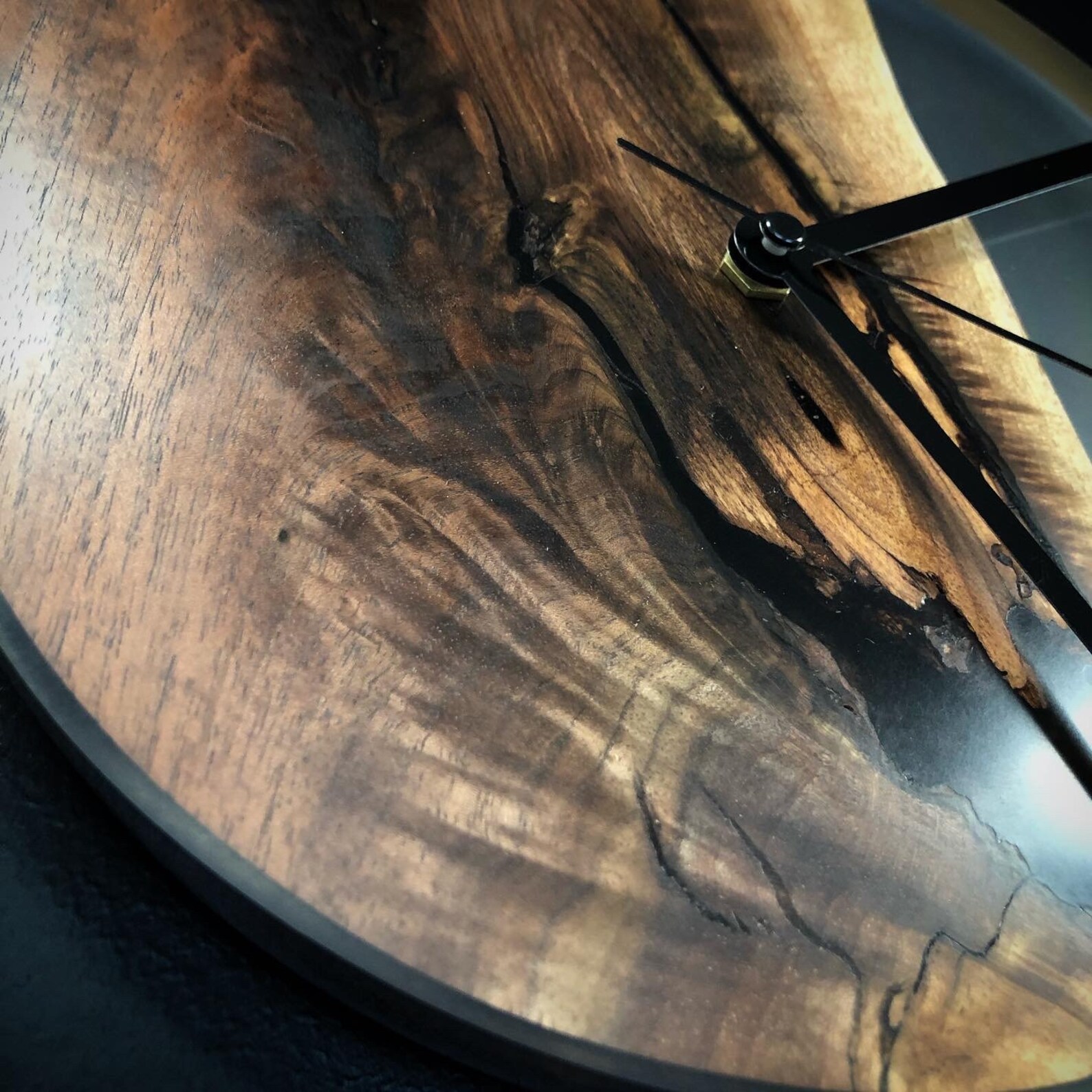 Walnut and Resin Clock Wood Clock Wood and Resin Clock - Etsy