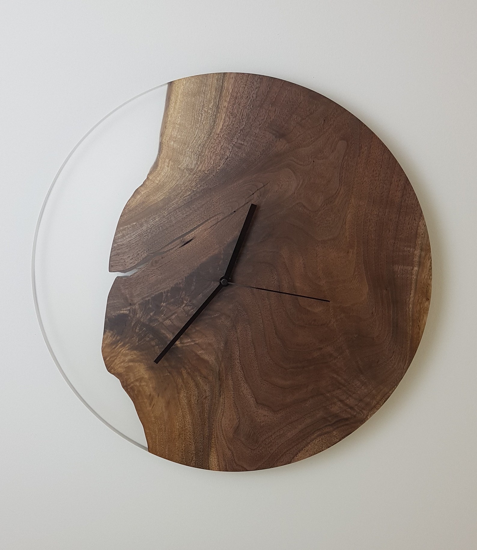 Walnut and Resin Clock Wood Clock Wood and Resin Clock | Etsy