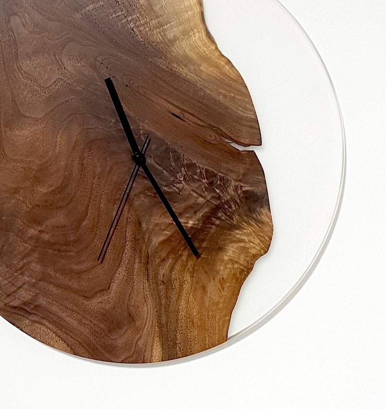 Walnut and Resin Clock Wood Clock Wood and Resin Clock - Etsy