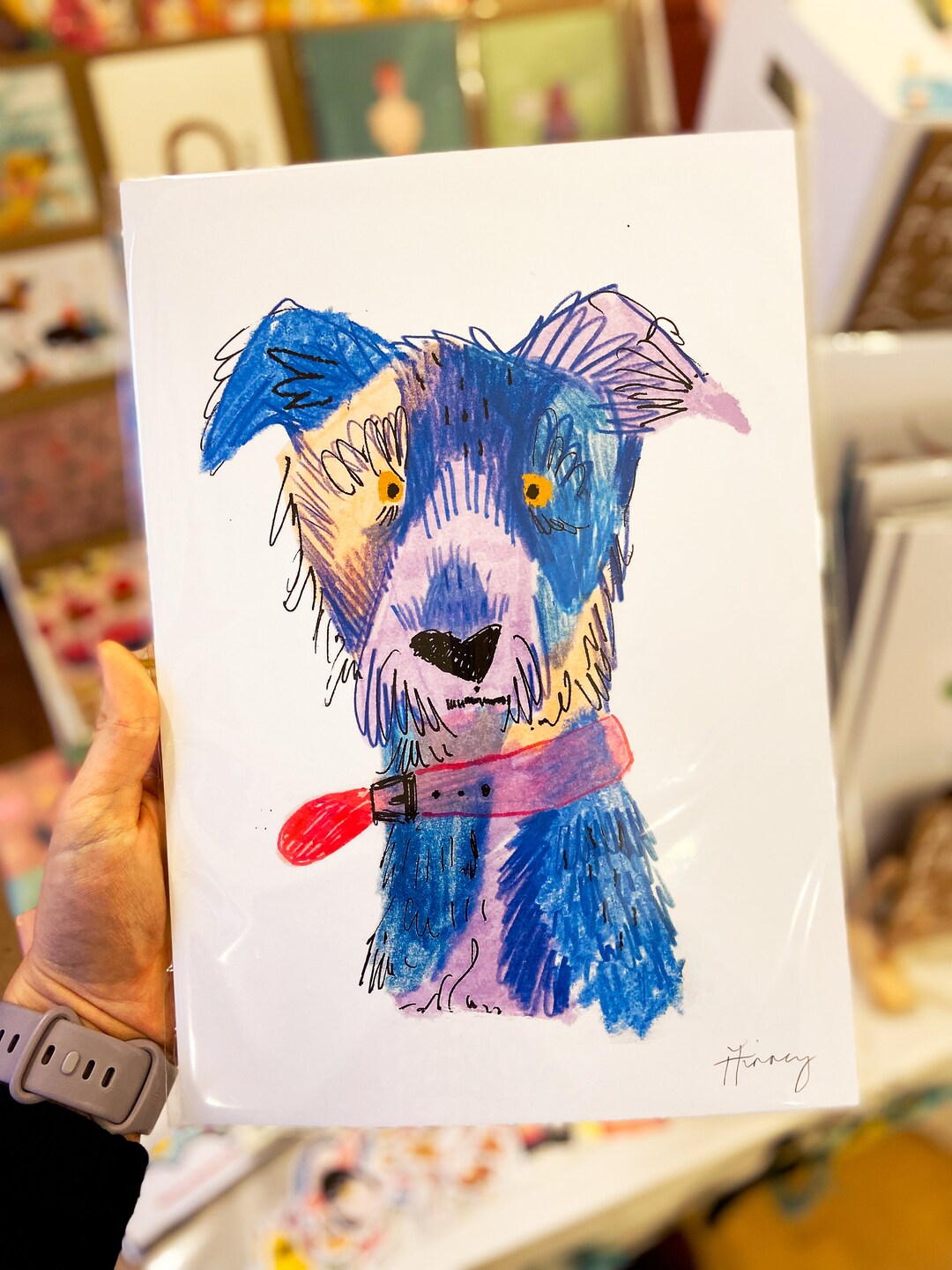 Scruffy Dog A4 Art Print, Mixed Breed Dog, Lurcher, Irish Wolfhound,dog ...