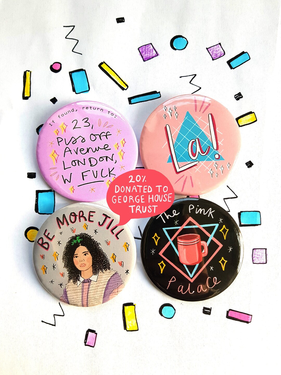 It's A Sin Pin Badge Set: the Pink Palace Fan Art - Etsy