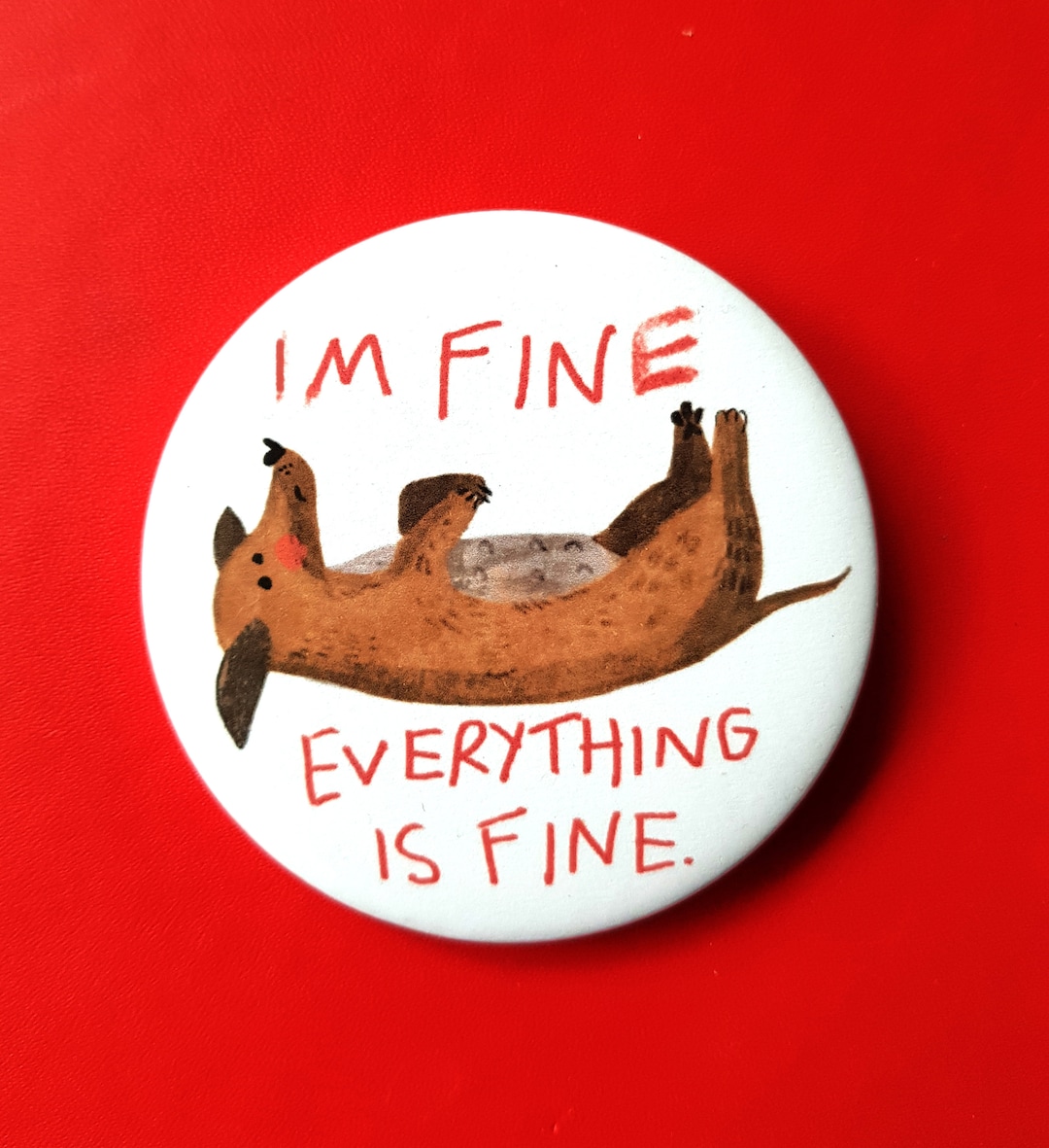 Dackel Meme Pin Abzeichen: "I'm Fine, everything is fine" (58 mm ...