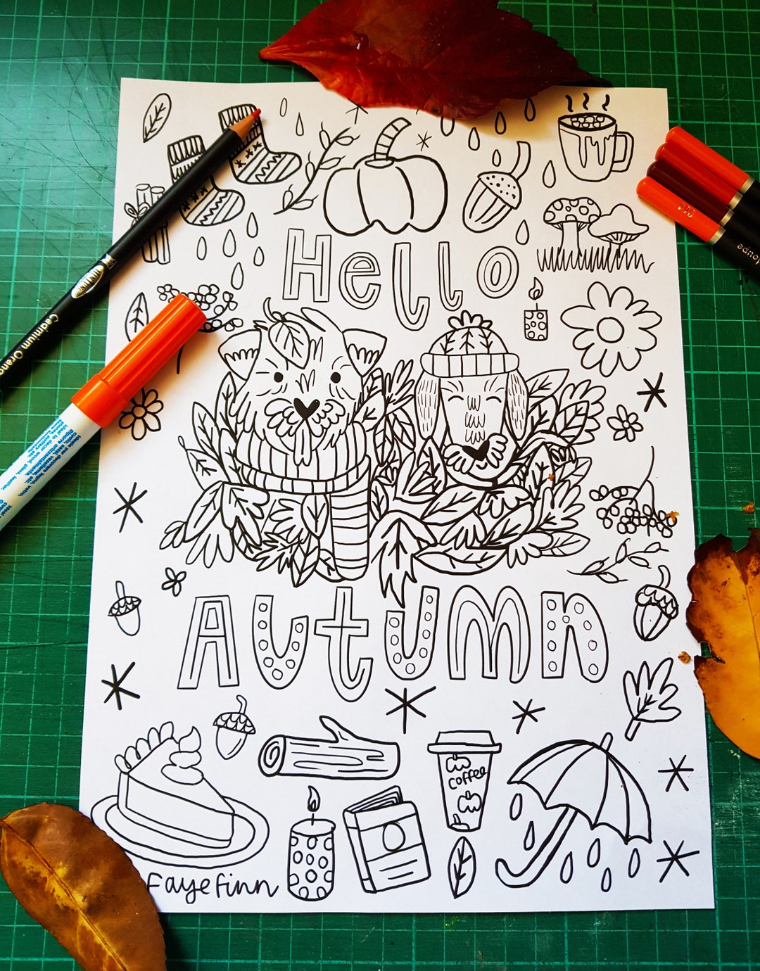 Hello Autumn Colouring Sheet, Printable, Coloring Pages for Fall ...