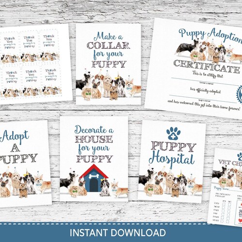 Puppy Adoption Certificate Puppy Party Games Adopt a Puppy - Etsy
