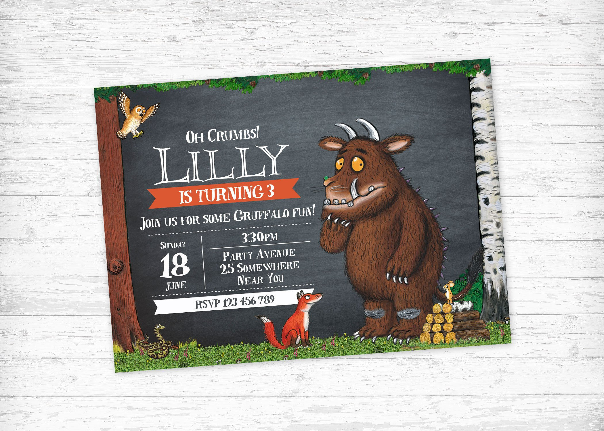 Gruffalo Gruffalo Birthday Party Invitation Gruffalo Party - Etsy Canada