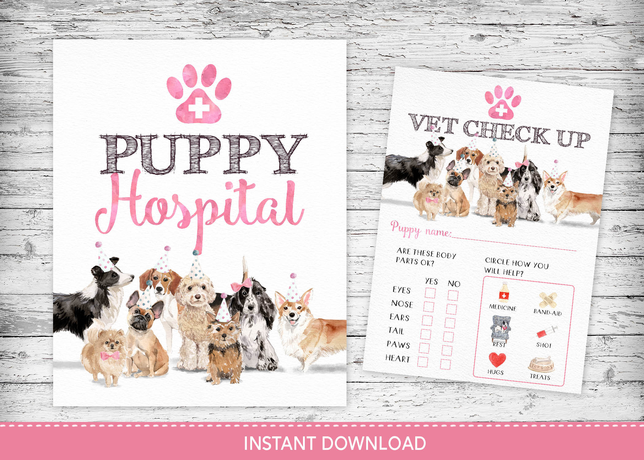 Puppy Party Pack Adoption Certificate Adopt a Puppy Sign | Etsy