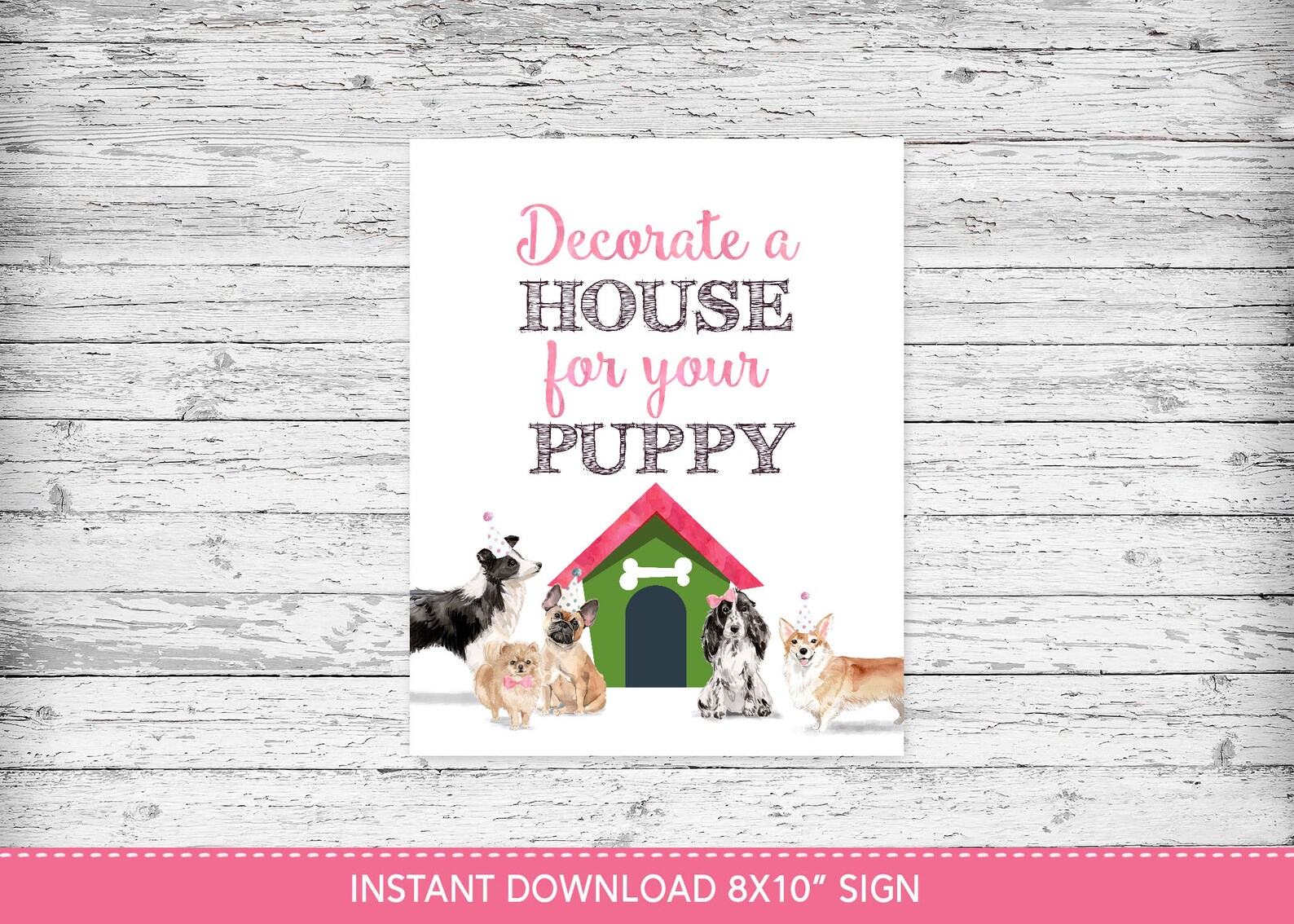 Puppy Party Pack Adoption Certificate Adopt a Puppy Sign | Etsy