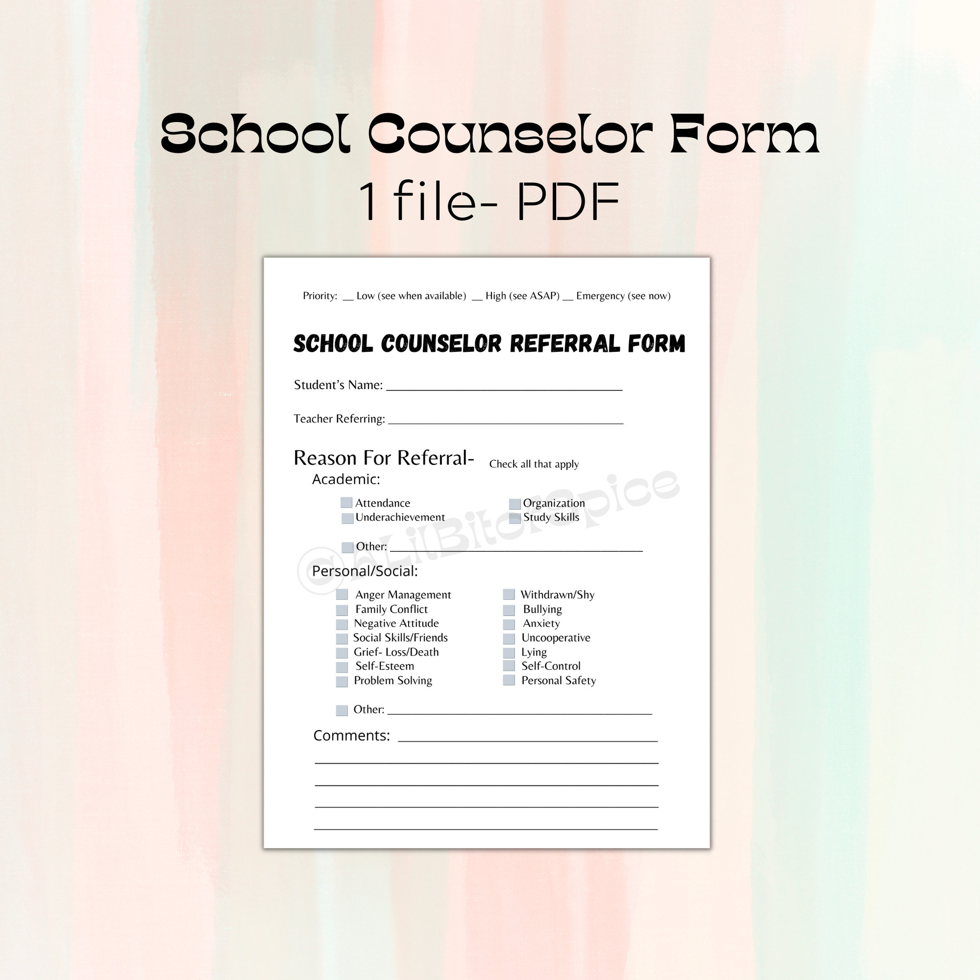 School Counselor Referral Form, School Counselor Documents, Digital ... School Counselor Referral Form, School Counselor Documents, Digital ...
