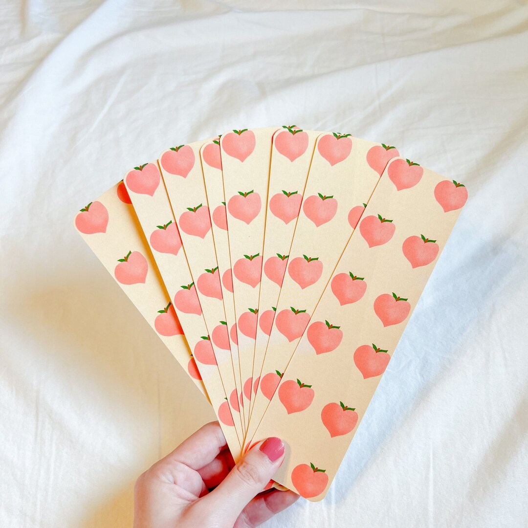 Peach Bookmark, Fruit-themed Bookmark, Paper Bookmark, Hand-drawn Fruit ...