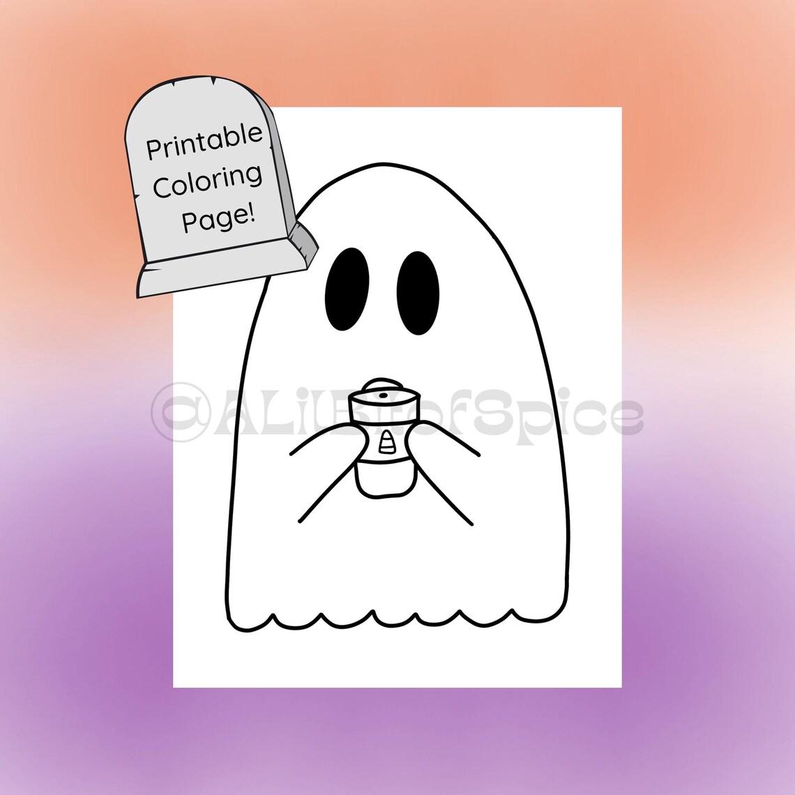 Halloween Coloring Page, Ghost Coloring Sheet, Printable Coloring Page ...