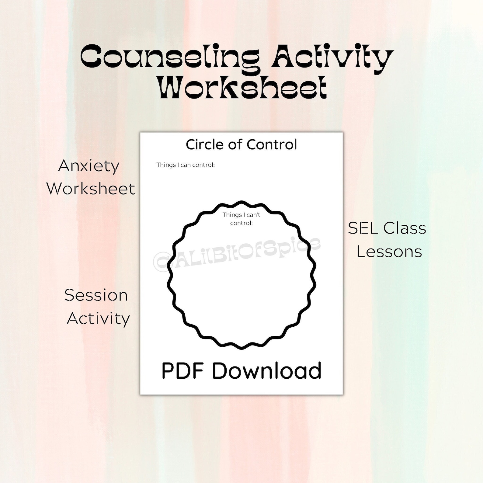 Circle of Control Worksheet, Social Emotional Learning Activity, SEL ...