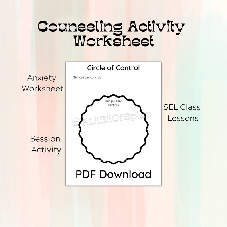 Circle of Control Worksheet, Social Emotional Learning Activity, SEL ...