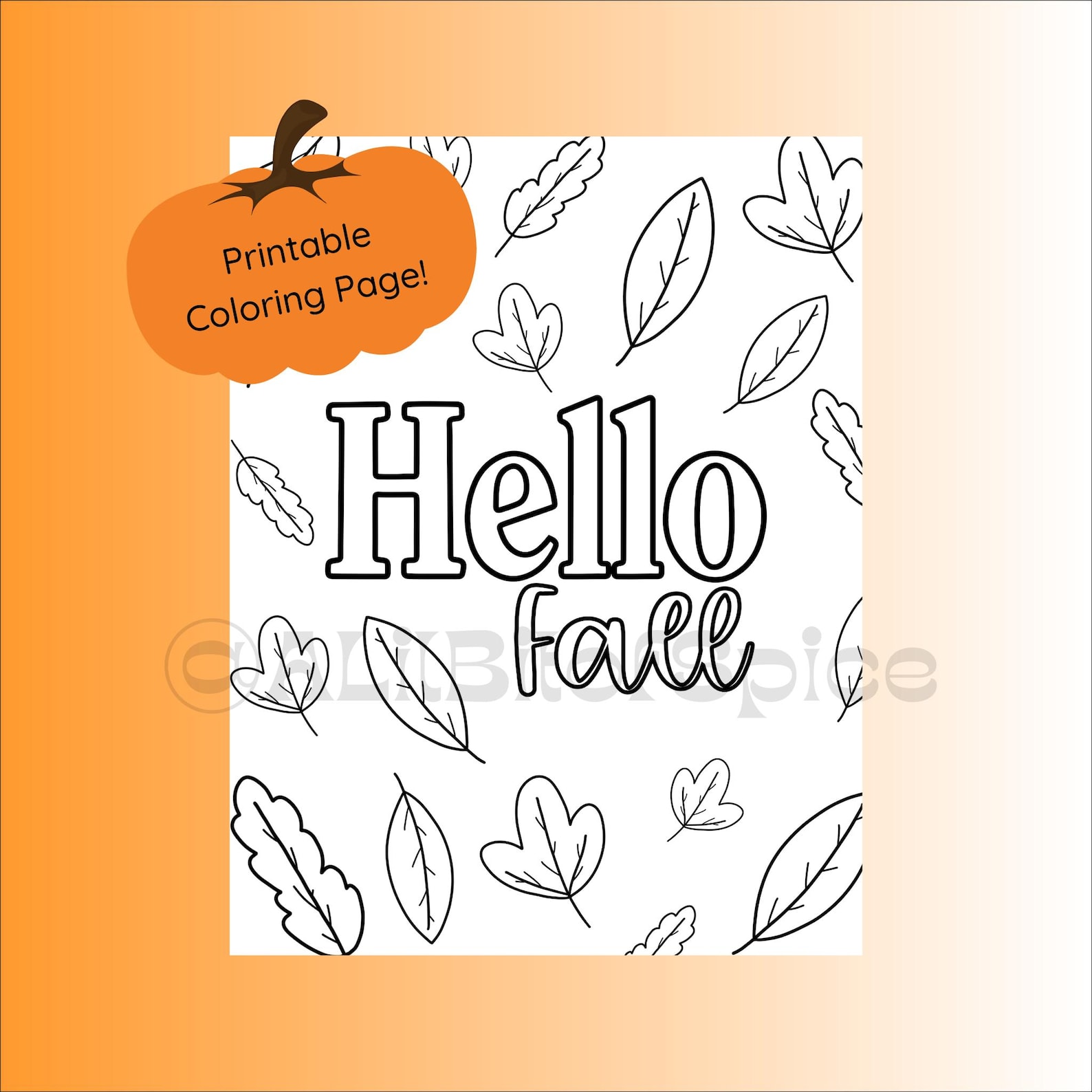 Hello Fall Coloring Page, Digital Coloring Page for Fall, Fall Season ...