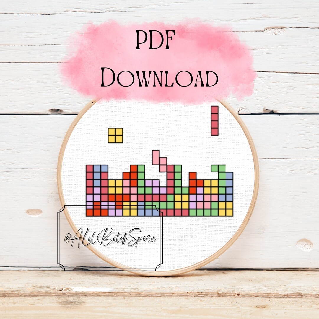 Video Game Cross Stitch Pattern: Colorful Block Design (digital Pattern ...