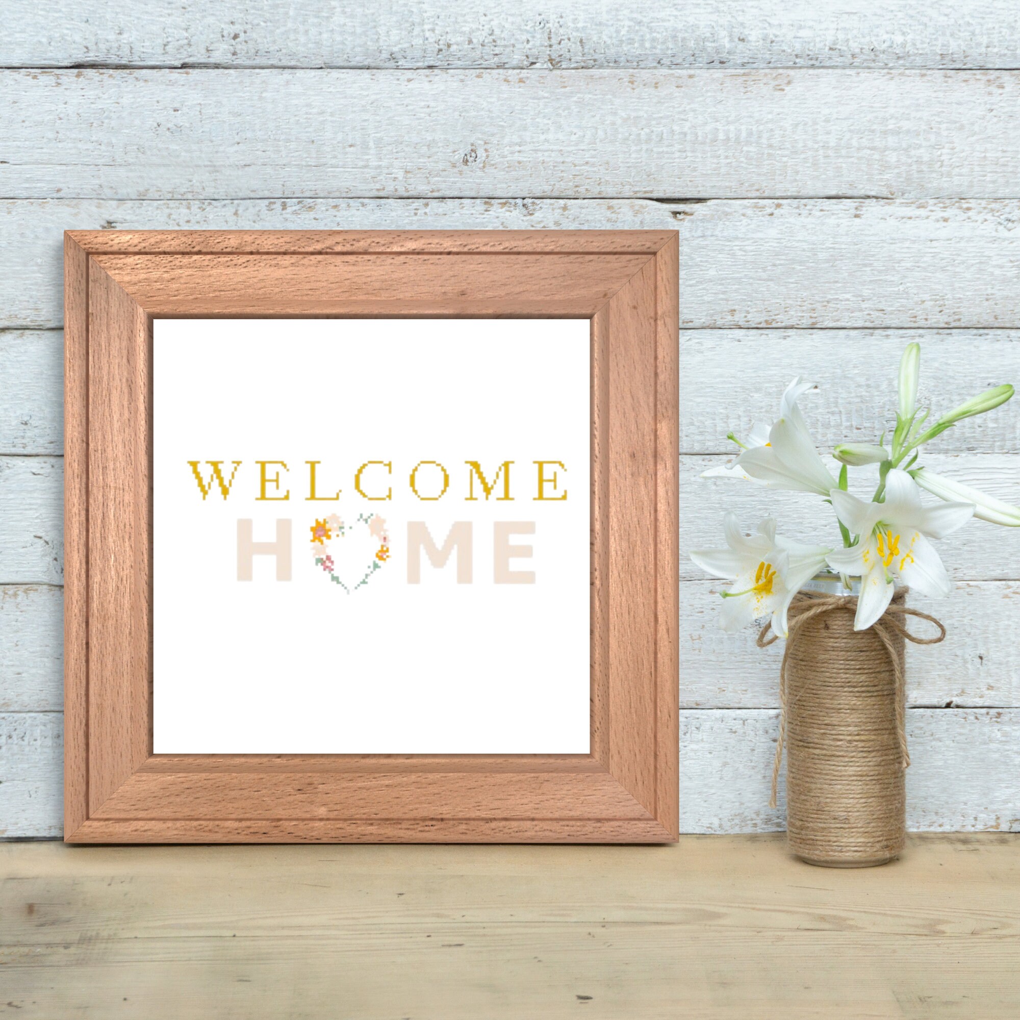Welcome Home Floral Cross Stitch Pattern (PDF), Wall Decor Cross Stitch ...