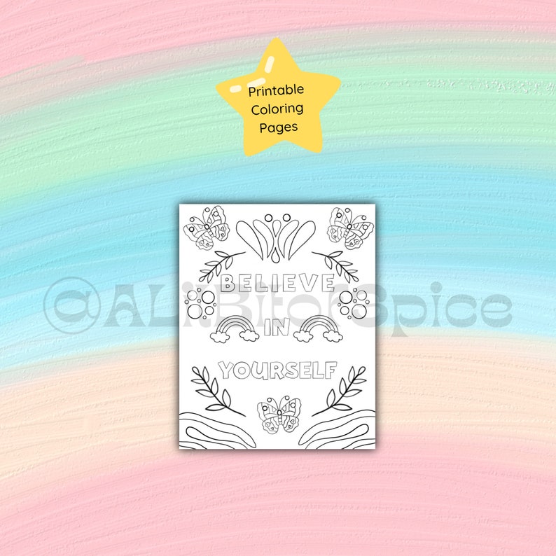 Inspirational Coloring Page, Believe in Yourself, School Counselor ...