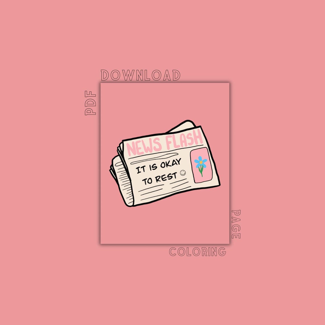 Newspaper Coloring Page, Printable Coloring Pages for All Ages, Simple ...