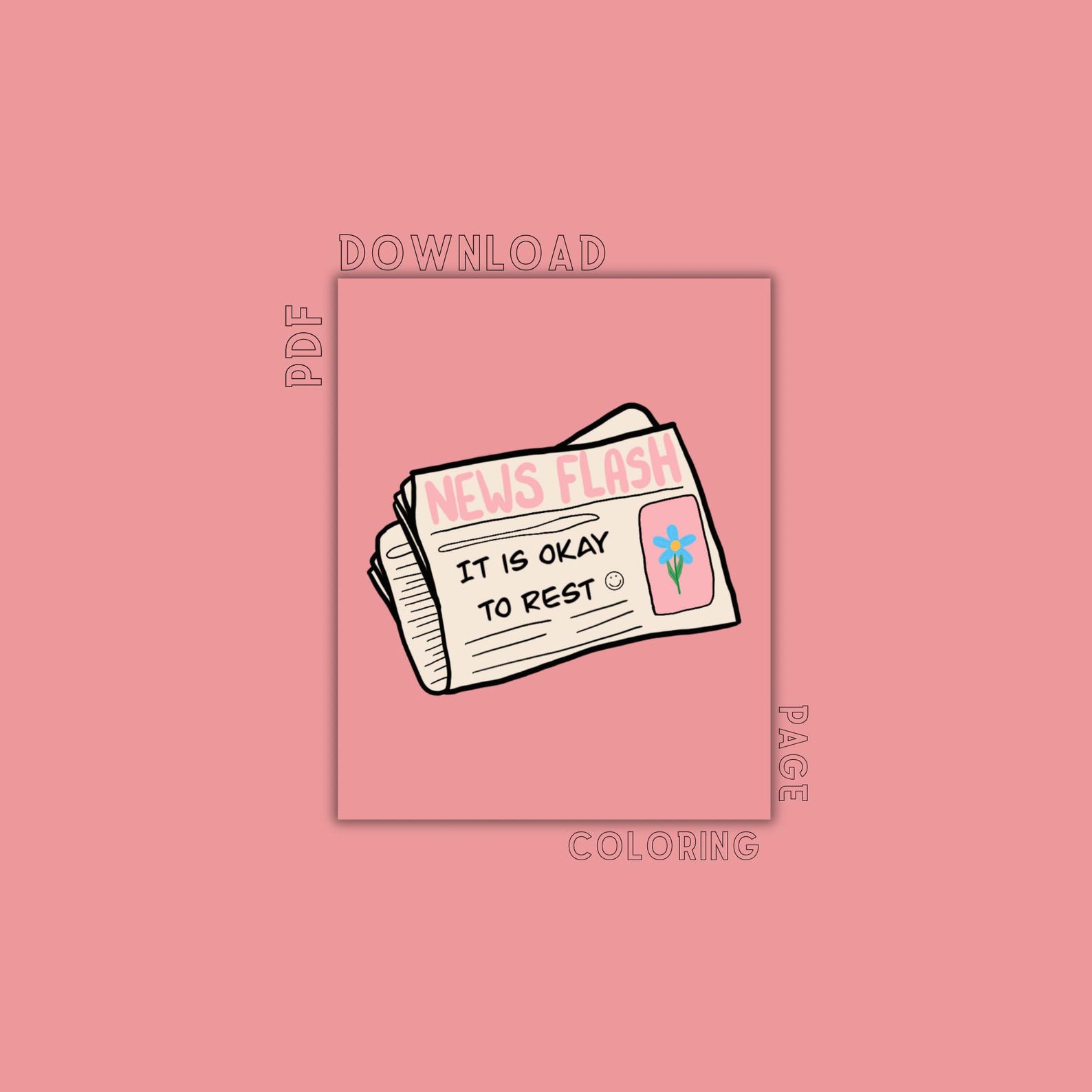 Newspaper Coloring Page, Printable Coloring Pages for All Ages, Simple ...