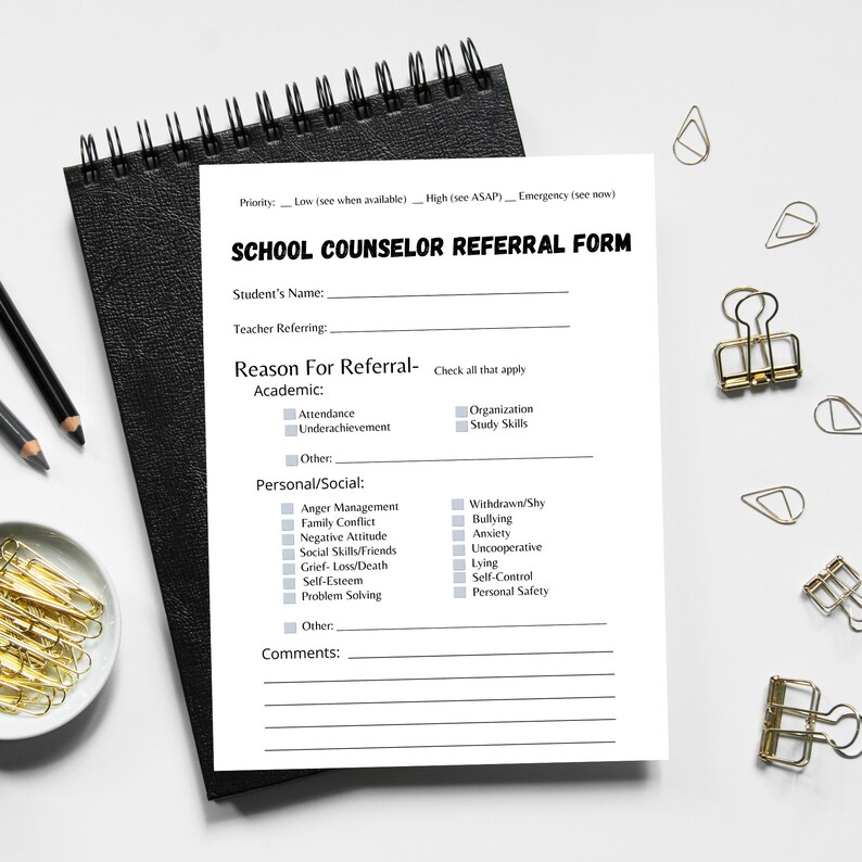 School Counselor Referral Form: Printable Counseling Documents (PDF) - Etsy