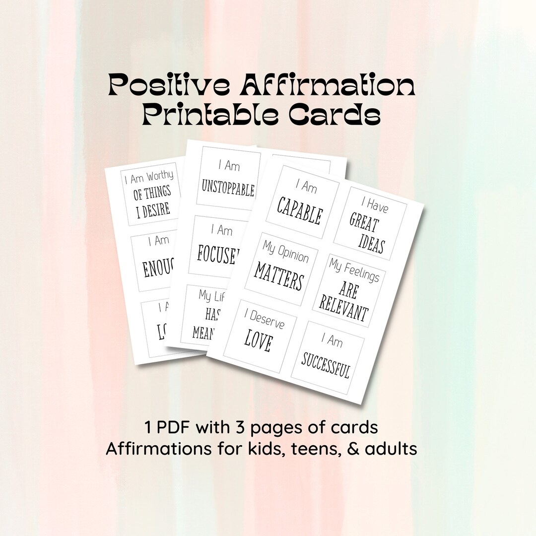 Positive Affirmation Cards Printable, Affirmations for Teens, Positive ...