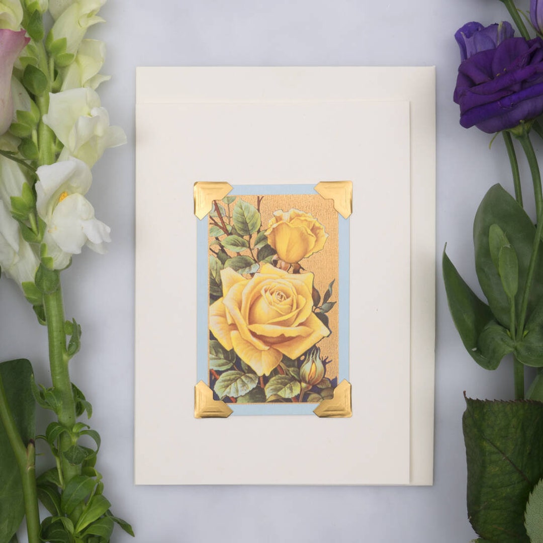 Art Deco Yellow Roses Card by Vintage Playing Cards - Etsy