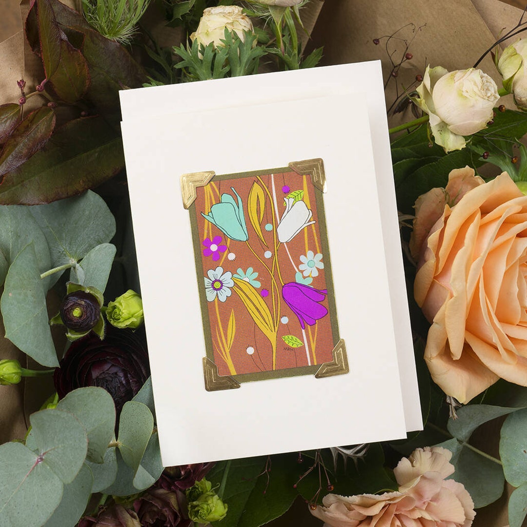 Art Deco Spring Flowers Card by Vintage Playing Cards FREE UK SHIPPING ...