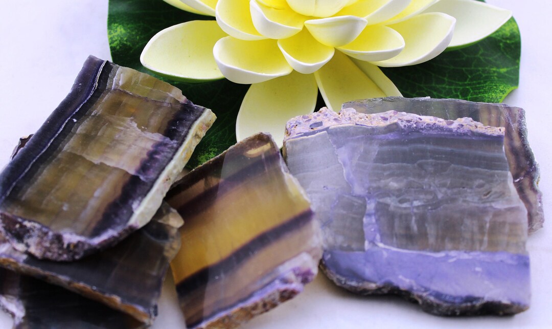 Polished Natural Purple Tone Fluorite Var. Rainbow Medium Size Slab ...