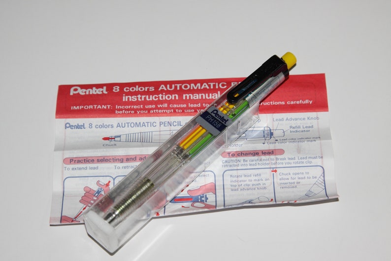 Pentel MULTI 8 Color PH158 8-in-1 Highlighter Crayon Mechanical Pencil ...