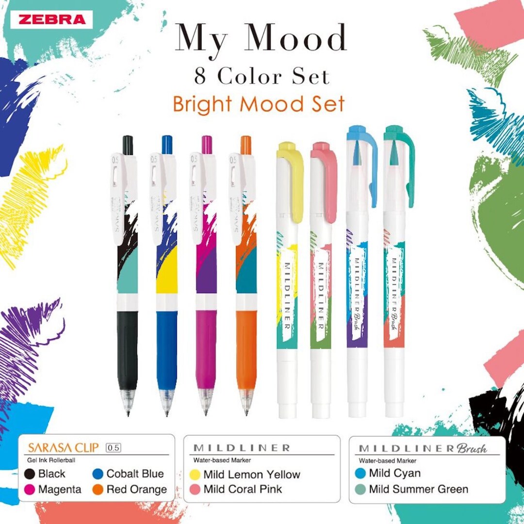 Zebra My Mood :bright Mood Set, 4 X Sarasa, 4 X Mildliner . Limited ...